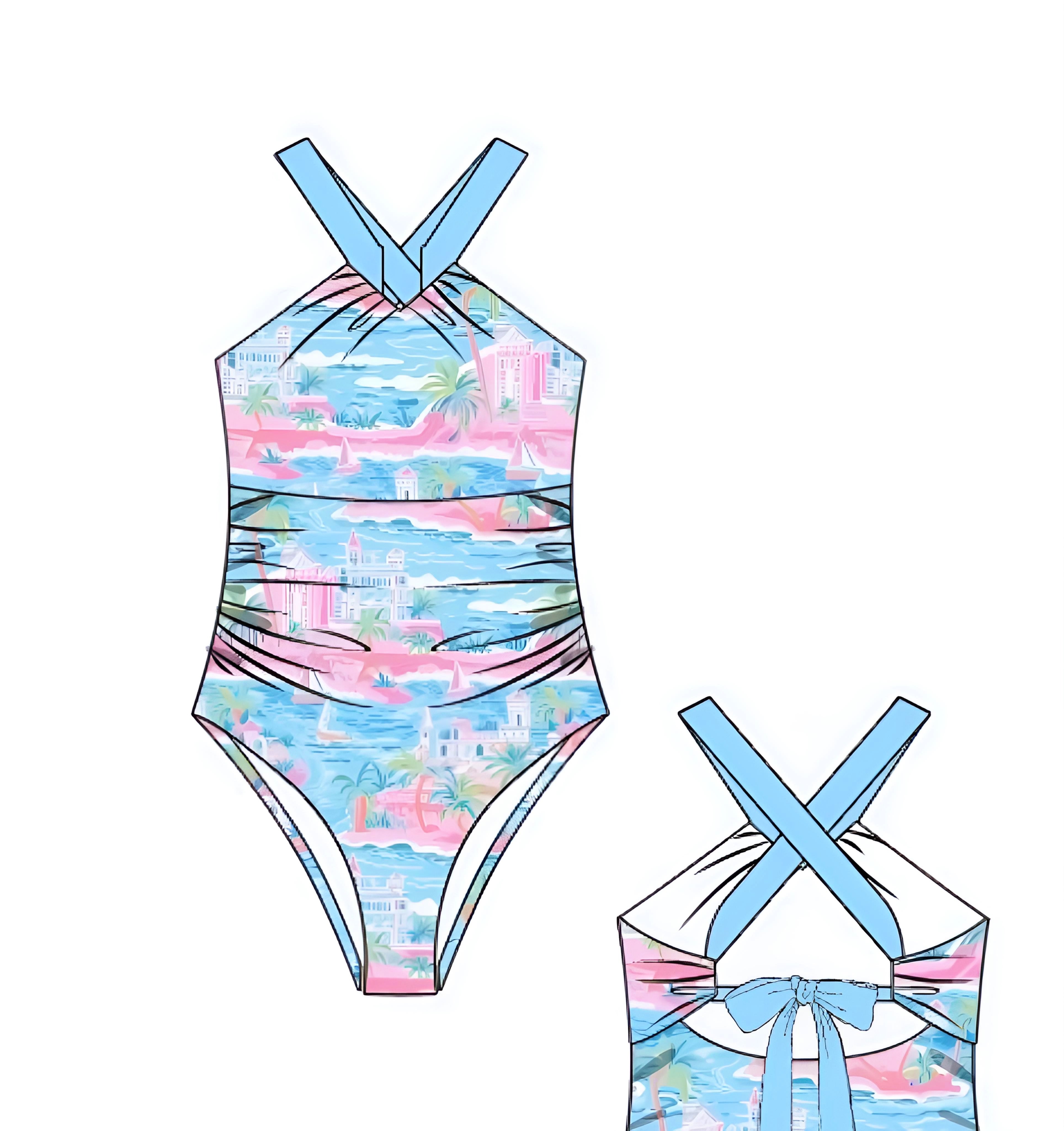 Women’s Beach Resort One Piece Swimsuit – Little Bluebird Smocks